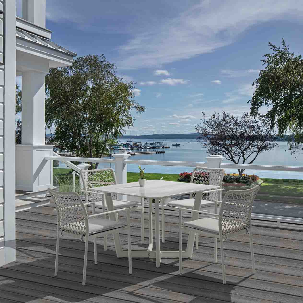 Colwood Outdoor Aluminium Square Dining Table with Ceramic Glass Top ...