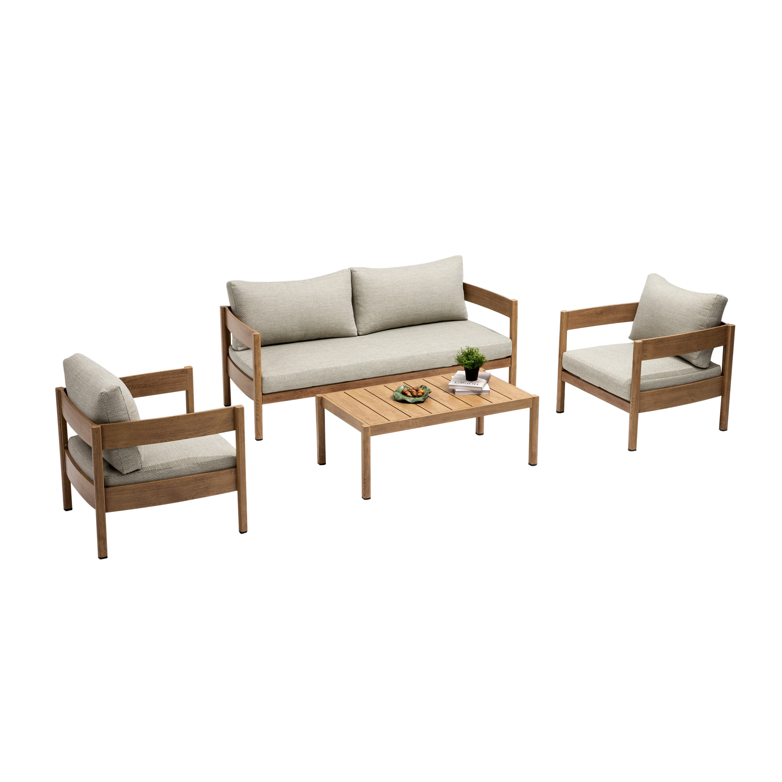 Fernlea 4 Seater Aluminium Outdoor Lounge Setting With Coffee Table 11 ...
