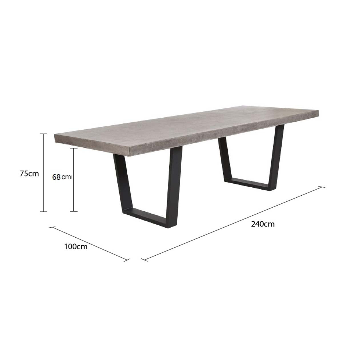 Zen Outdoor Concrete Dining Table With Aluminium Trapezoid Shade Leg ...