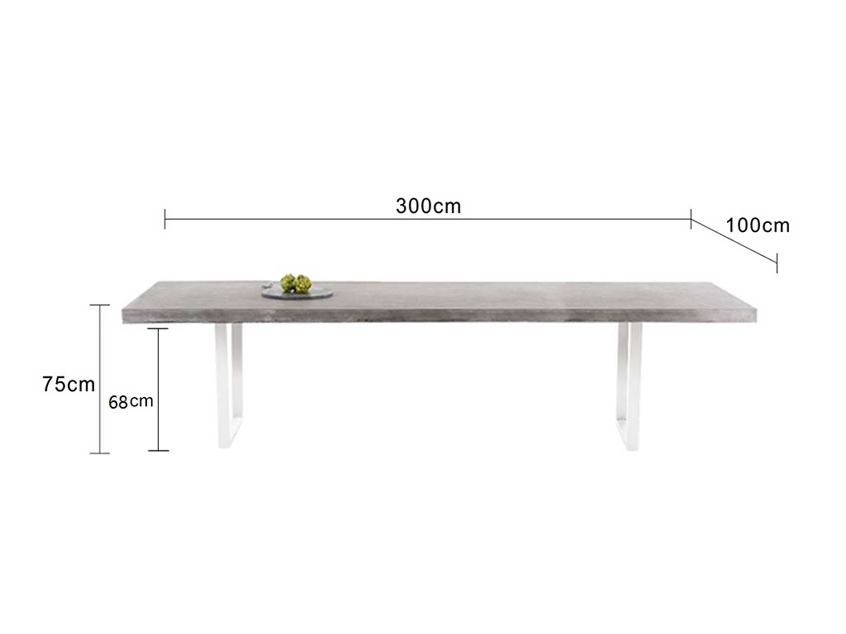 Zen Outdoor Concrete Dining Table With Stainless Steel U Shape Leg 300 ...